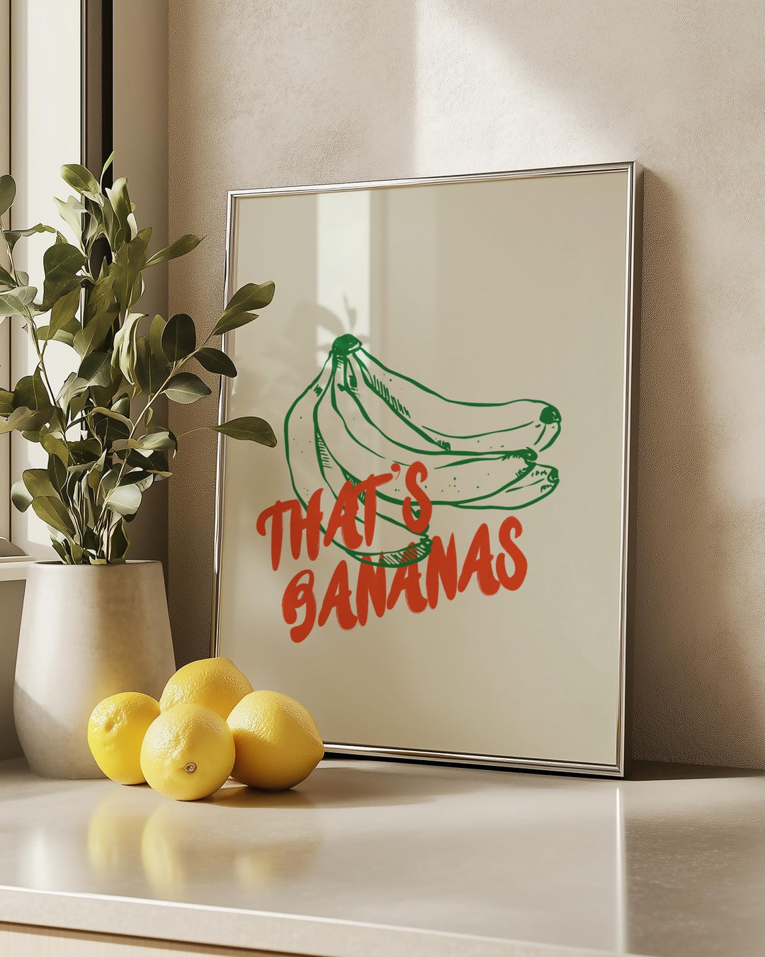 That's Bananas Poster, Funny Kitchen Wall Art, Banana Print, Quirky ...