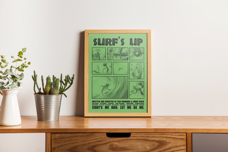 Movie Print of Surf's up Green, Unframed A4/A3/A2, Wall Art, Home ...