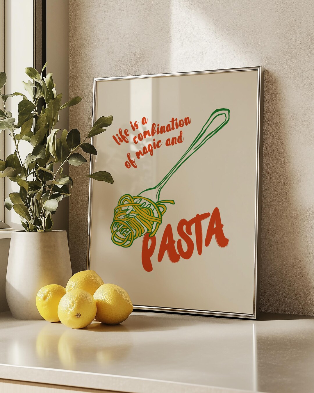 Pasta Poster, Italian Food Wall Art, Retro Kitchen Decor, Vintage Pasta ...