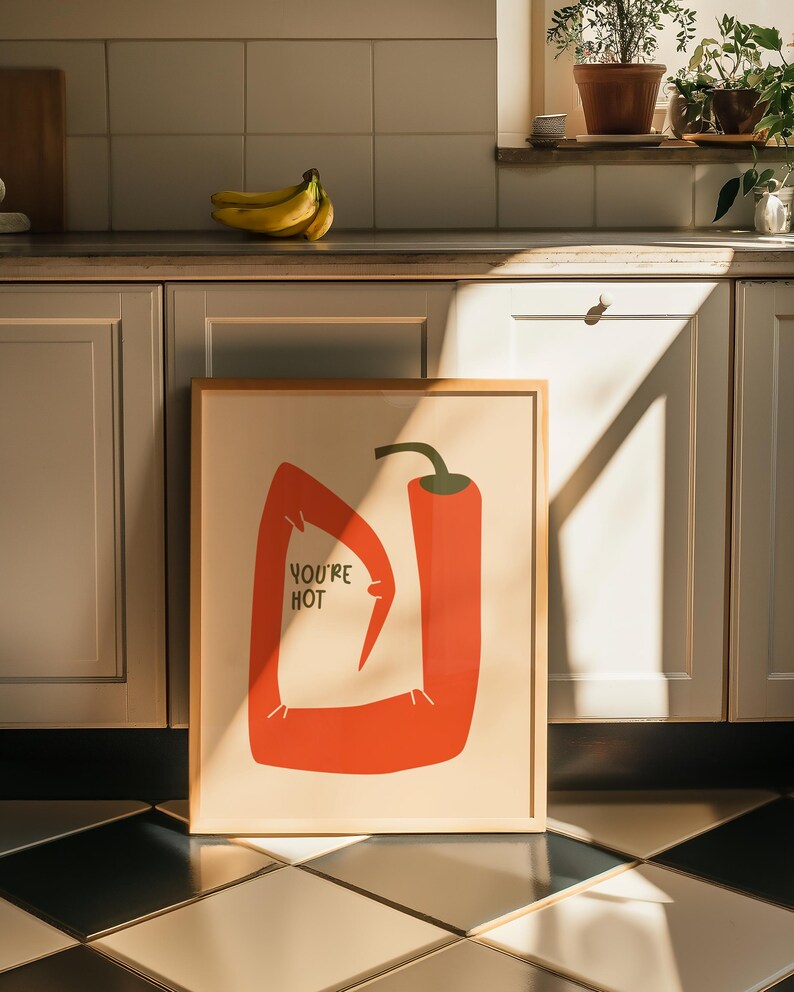 You're Hot Chillis Kitchen Poster, Instant Download, Chili Pepper Wall ...