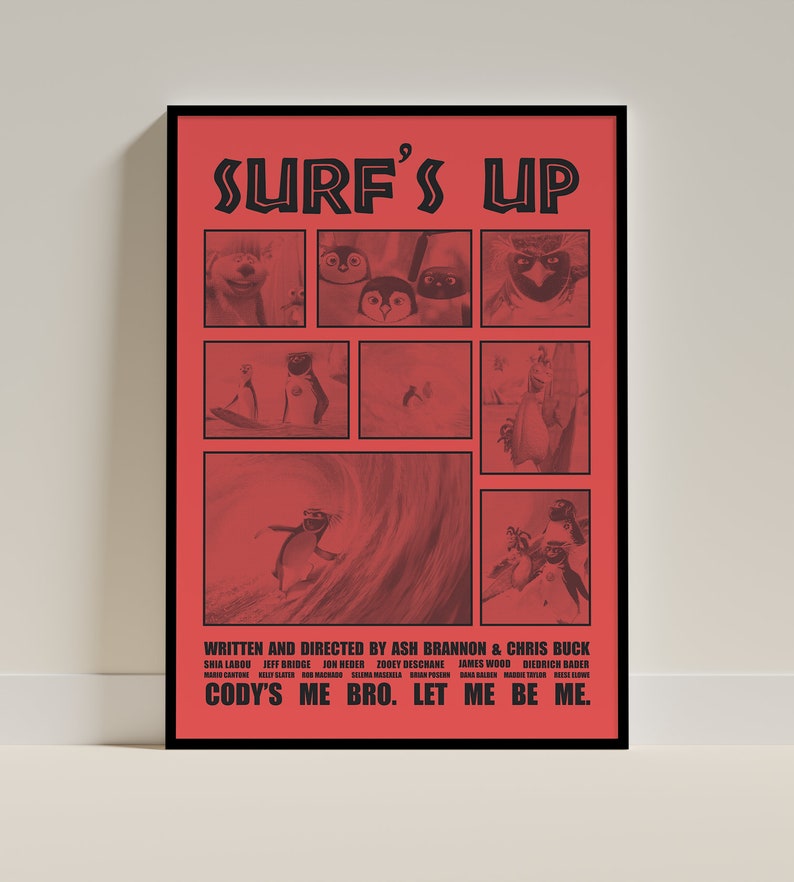 Movie Print of Surf's up Red, Unframed A4/A3/A2, Wall Art, Home Poster ...