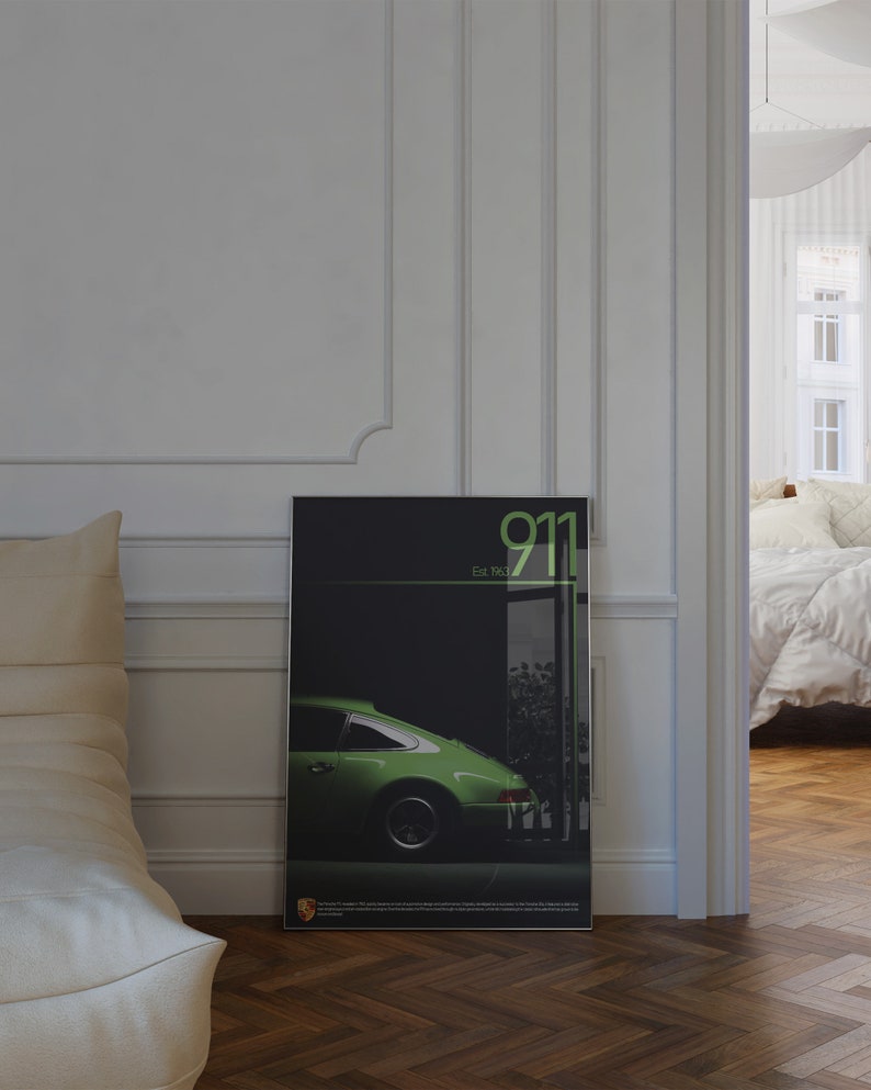 Porsche 911 Green Vintage Poster, Unframed A4/A3/A2, Wall Art, Home ...