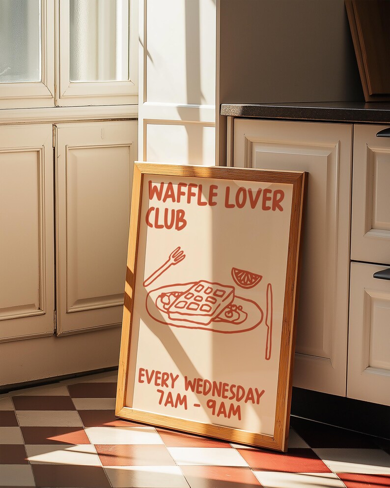 Hand Drawn Waffle Print - Instant Download - Waffle Poster - Cute ...