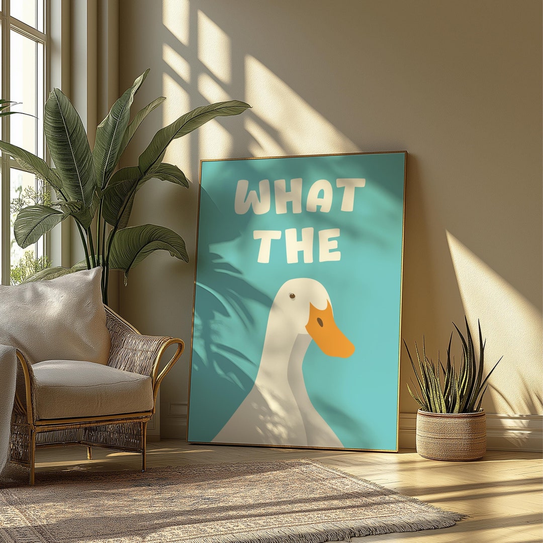 What the Duck Poster, Funny Animal Wall Art, Quirky Duck Print ...