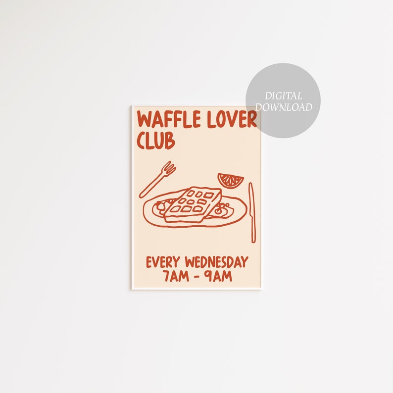 Hand Drawn Waffle Print - Instant Download - Waffle Poster - Cute ...