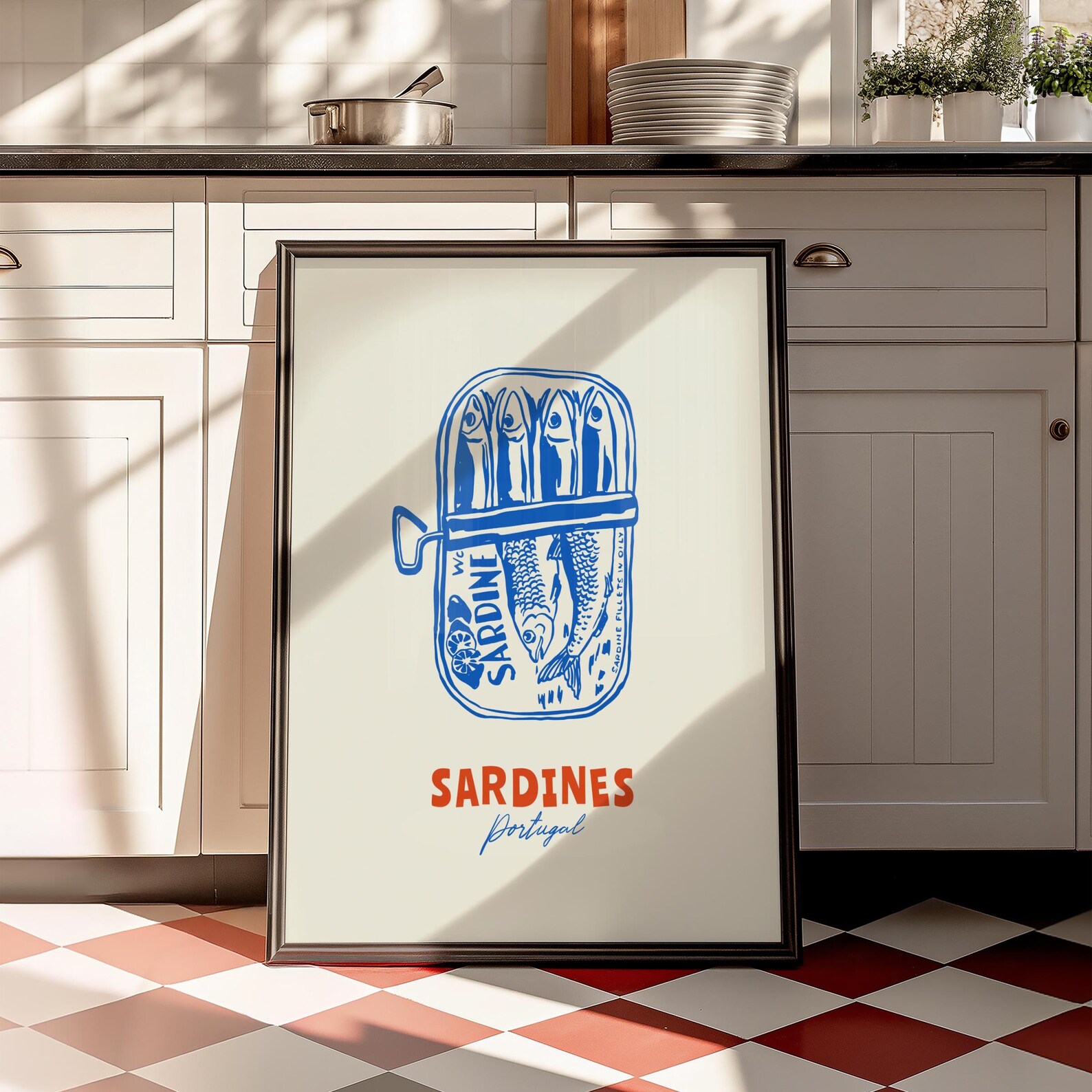 Sardines Print, Vintage Fish Poster, Retro Kitchen Wall Art, Colorful ...