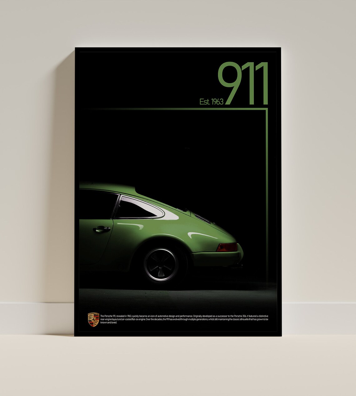 Porsche 911 Green Vintage Poster, Unframed A4/A3/A2, Wall Art, Home ...