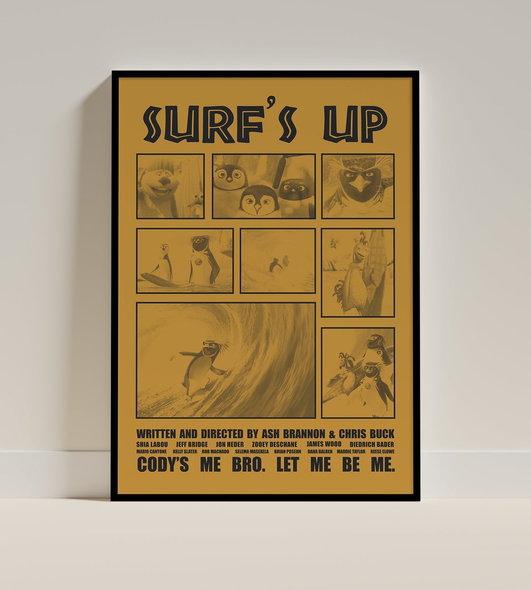 Movie Print of Surf's up Yellow, Unframed A4/A3/A2, Wall Art, Home ...