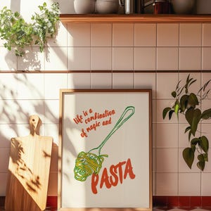 Pasta Poster, Italian Food Wall Art, Retro Kitchen Decor, Vintage Pasta ...