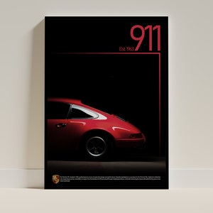 Porsche 911 Red Vintage Poster, Unframed A4/A3/A2, Wall Art, Home ...