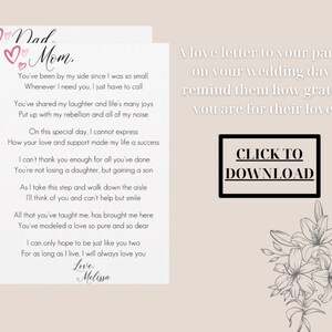 Wedding Day Love Letters, to My Mom and Dad on My Wedding Day - Etsy
