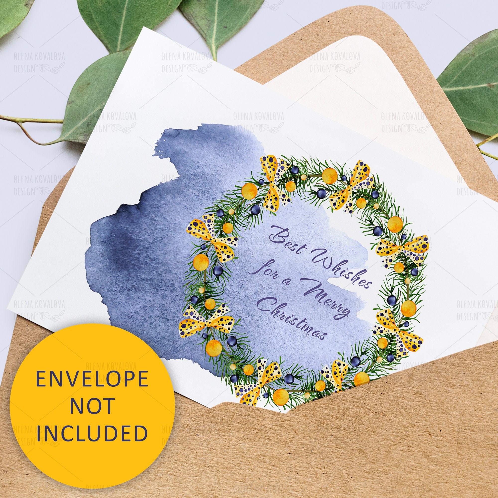 Printable Greeting Card Christmas, Digital 5x7 Blank Interior Folded ...