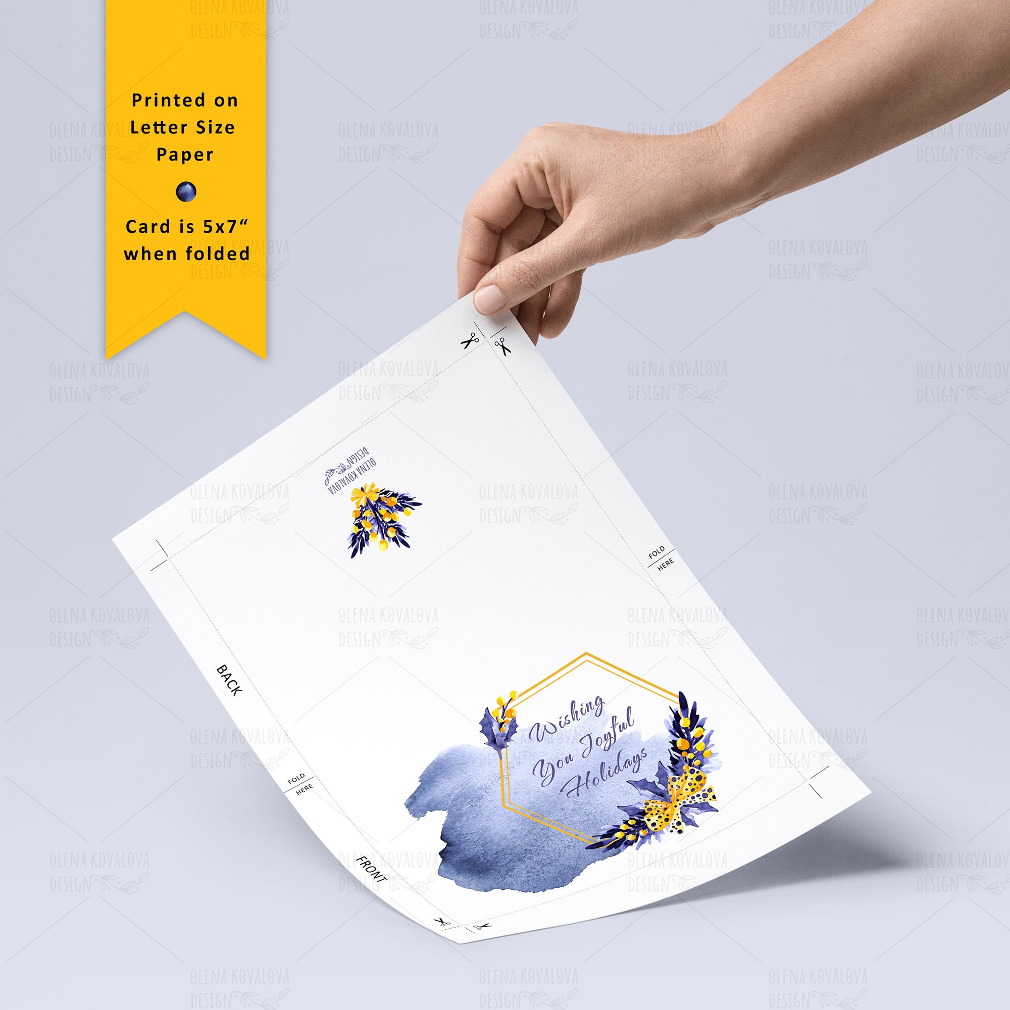 Printable Greeting Card Christmas Digital 5x7 Blank Interior Folded ...