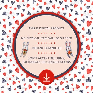 Valentine Bunny Digital Papers, Watercolor Seamless Patterns Full of ...