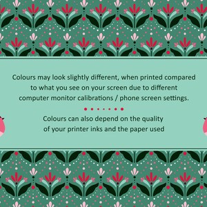 Teal Digital Paper for Holiday Gifts, Birds Floral Leaves Dots ...