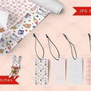 Valentine Bunny Digital Papers, Watercolor Seamless Patterns Full of ...