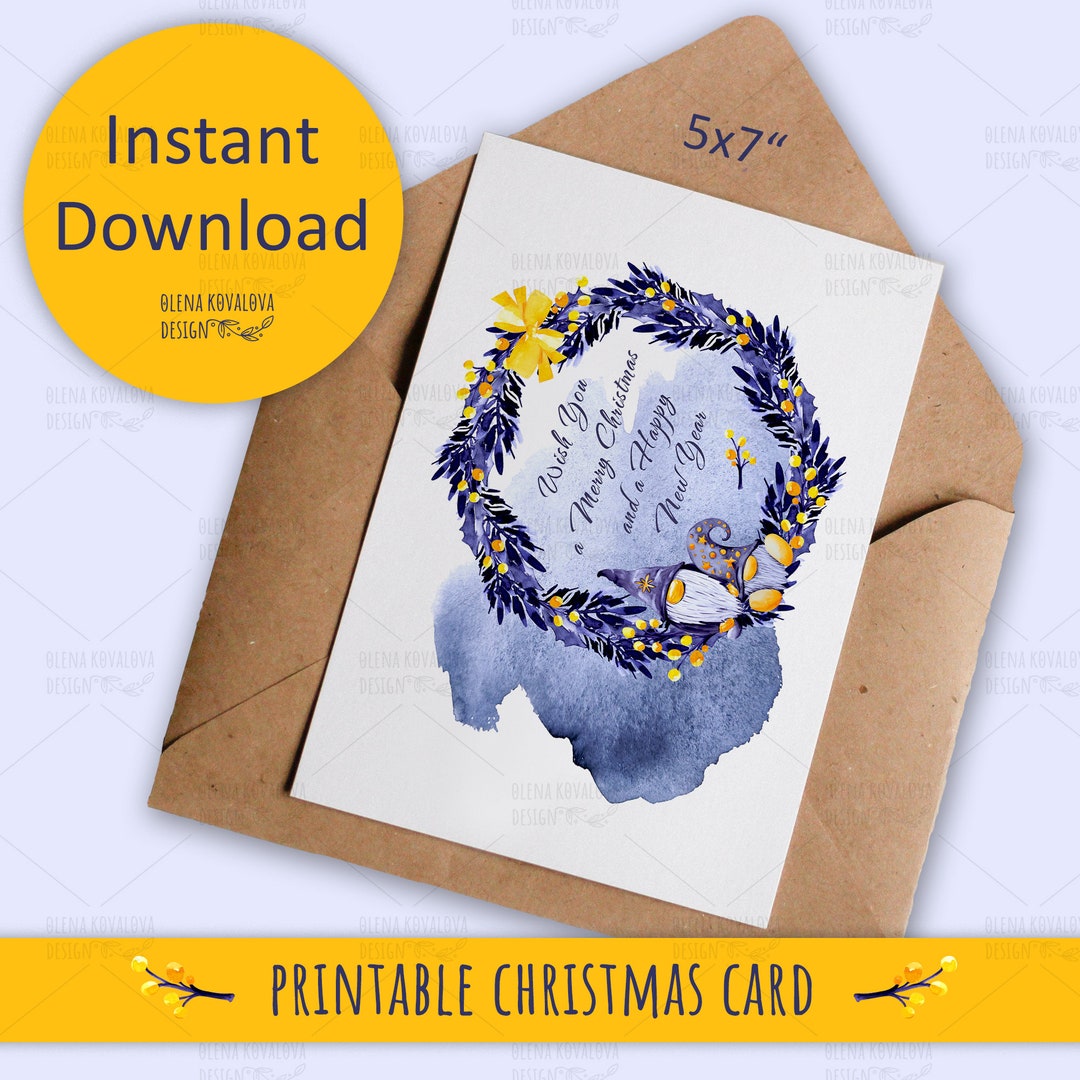 Printable Christmas Greeting Digital Card 5x7 Blank Interior - Etsy