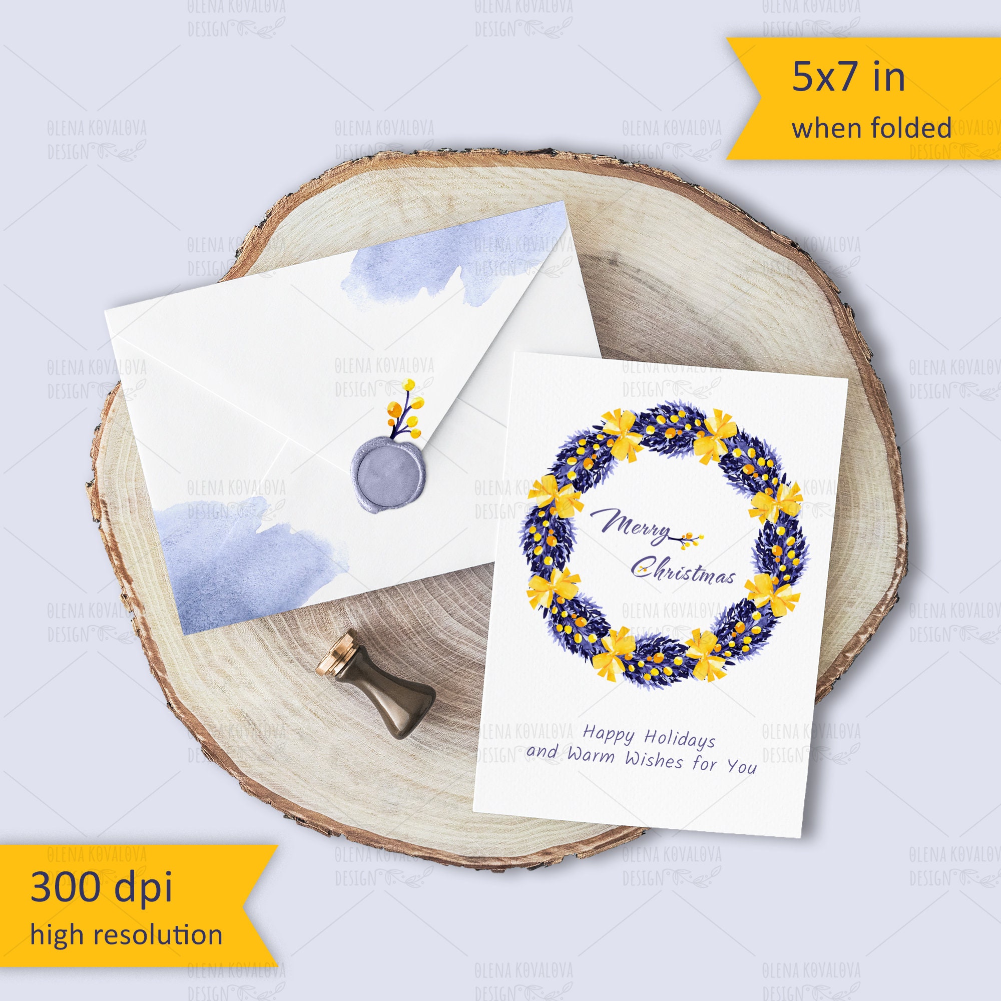 Printable Christmas Greeting Digital Card, 5x7 Blank Interior Folded ...