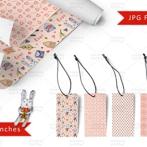 Valentine Bunny Digital Papers, Watercolor Seamless Patterns Full of ...
