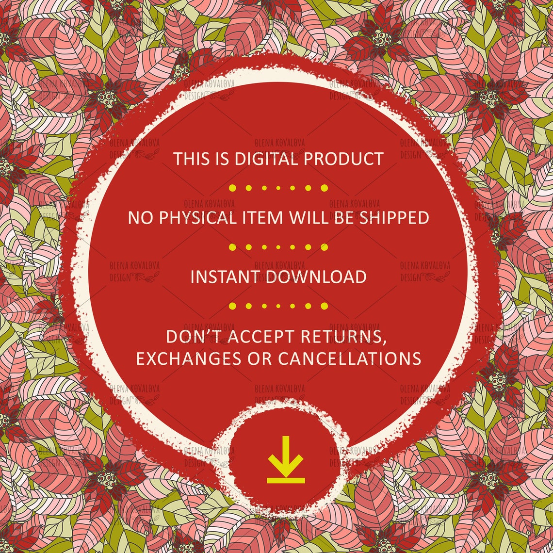 Christmas Flowers Digital Papers, Printable Seamless Holiday Patterns ...