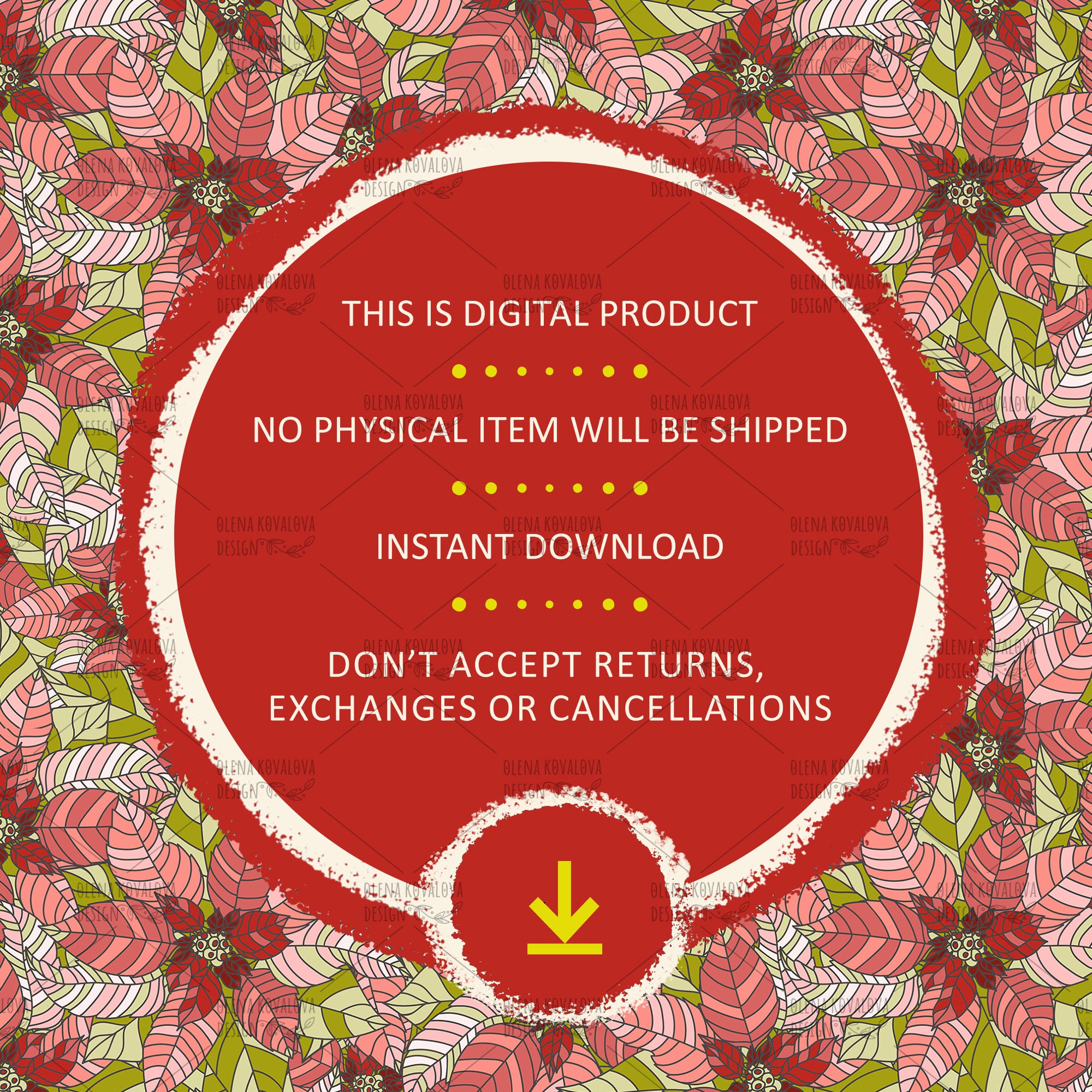 Christmas Flowers Digital Papers, Printable Seamless Holiday Patterns ...