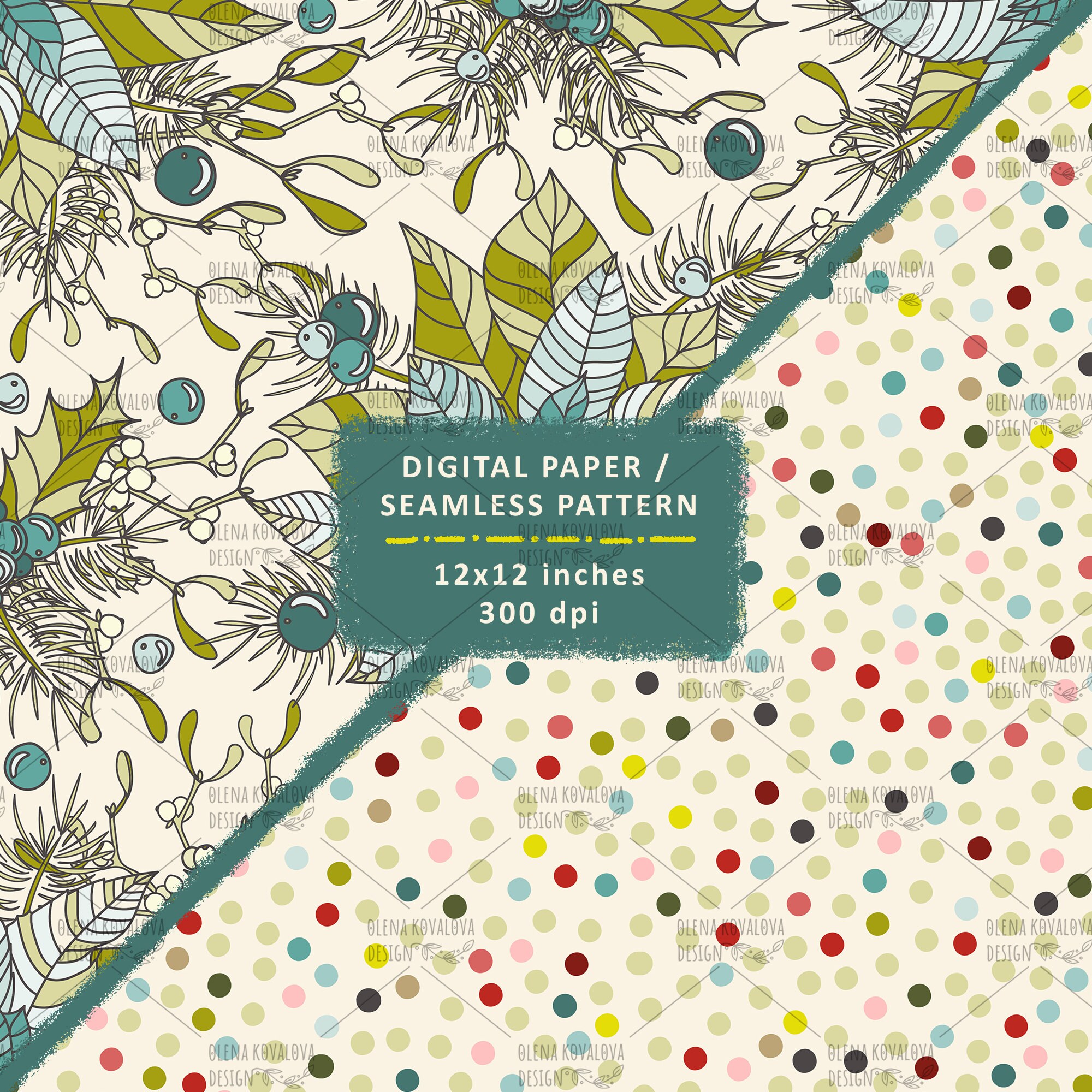 Christmas Flowers Digital Papers, Printable Seamless Holiday Patterns ...