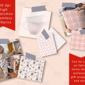 Valentine Bunny Digital Papers, Watercolor Seamless Patterns Full of ...