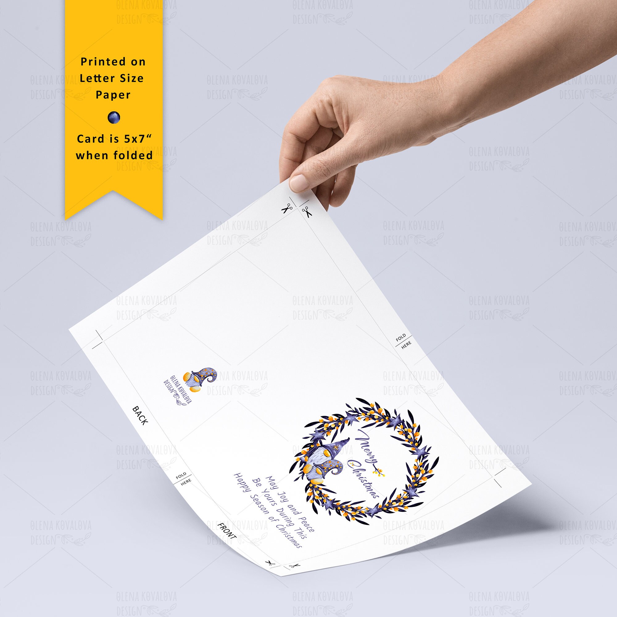 Printable Christmas Greeting Digital Card, 5x7 Blank Interior Folded ...