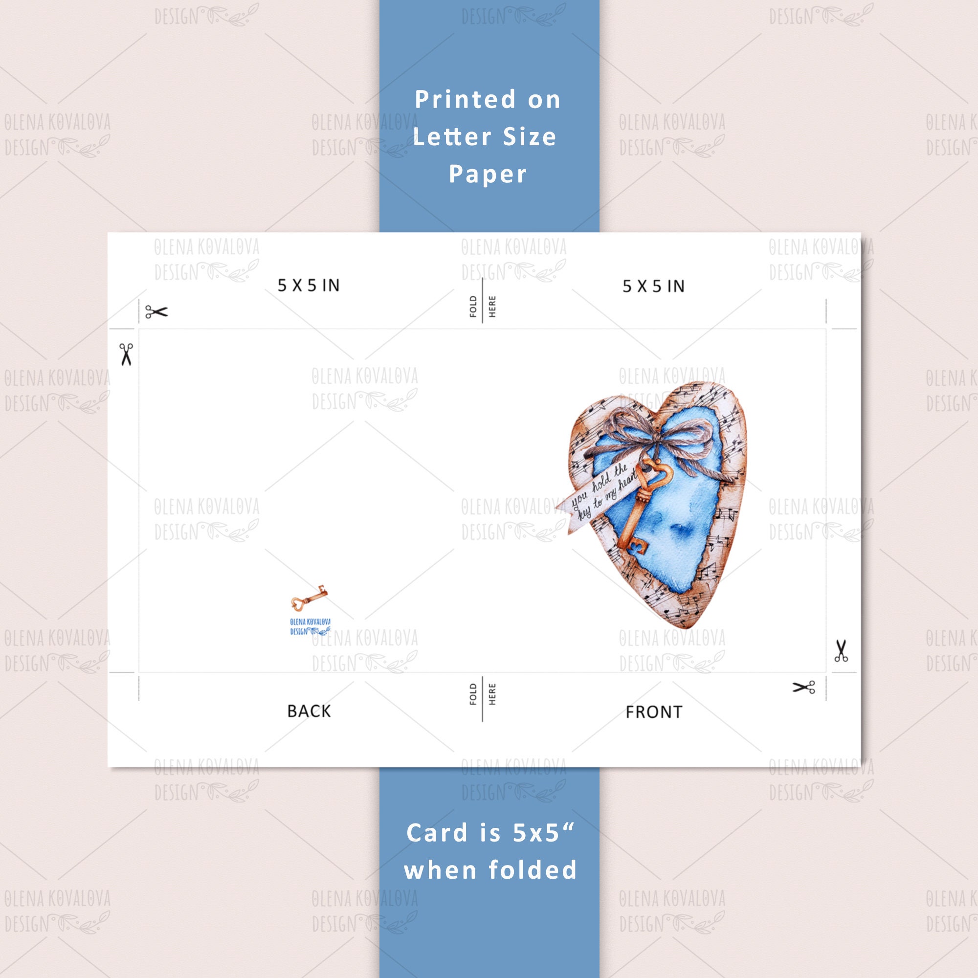 Printable Greeting Romantic Card Foldable 5x5, Last Minute Digital ...