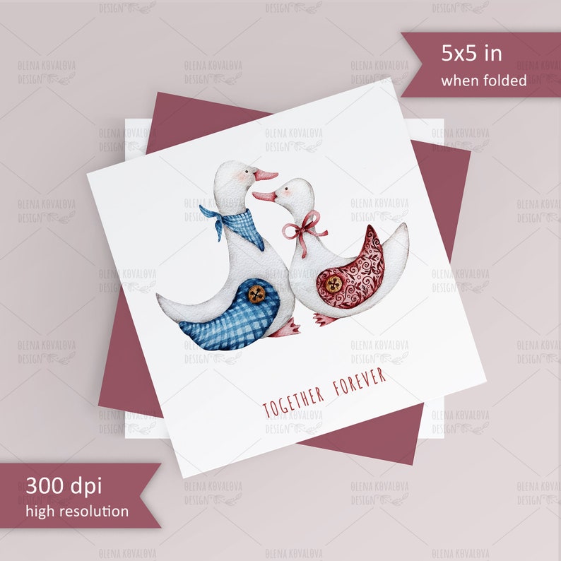 Printable Greeting Romantic Card Foldable 5x5, Digital Instant Download ...