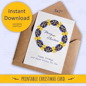 Printable Christmas Greeting Digital Card, 5x7 Blank Interior Folded ...
