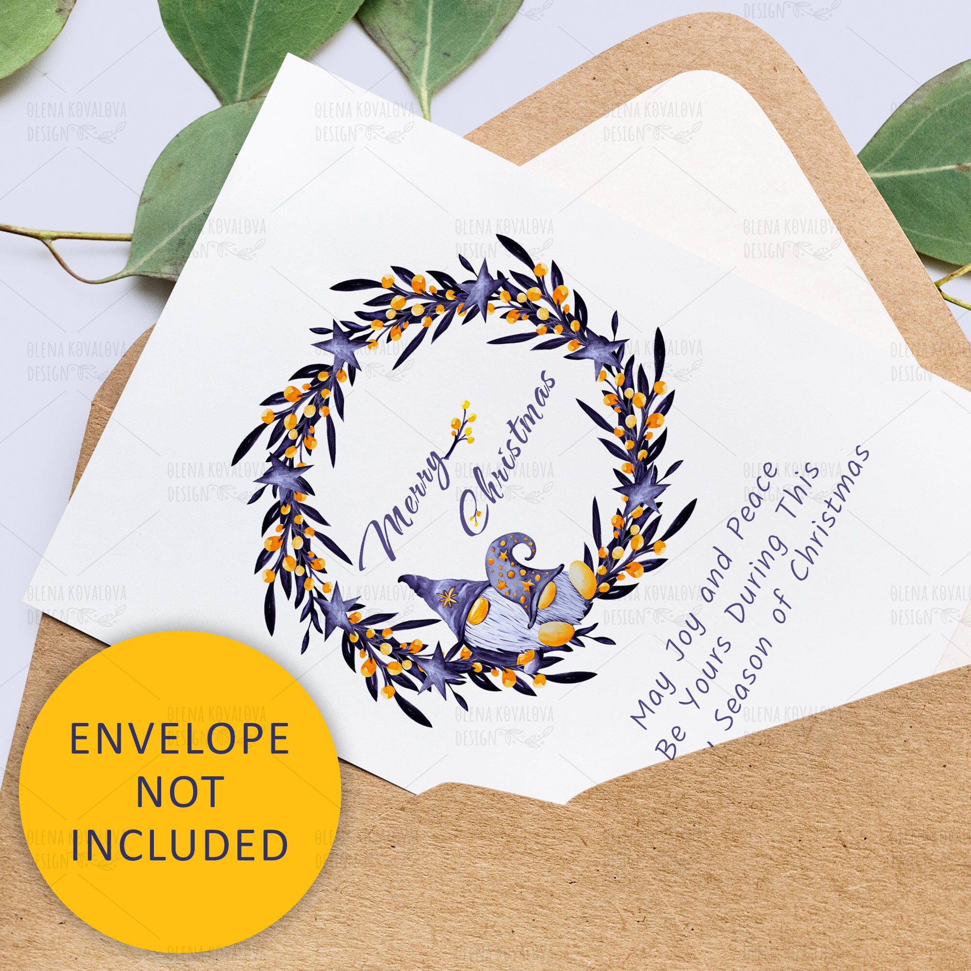 Printable Christmas Greeting Digital Card, 5x7 Blank Interior Folded ...