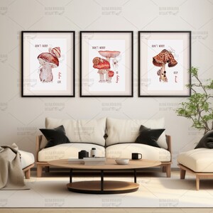 Mushrooms Watercolor Cute Decor Prints Motivational Quotes Wall Art ...