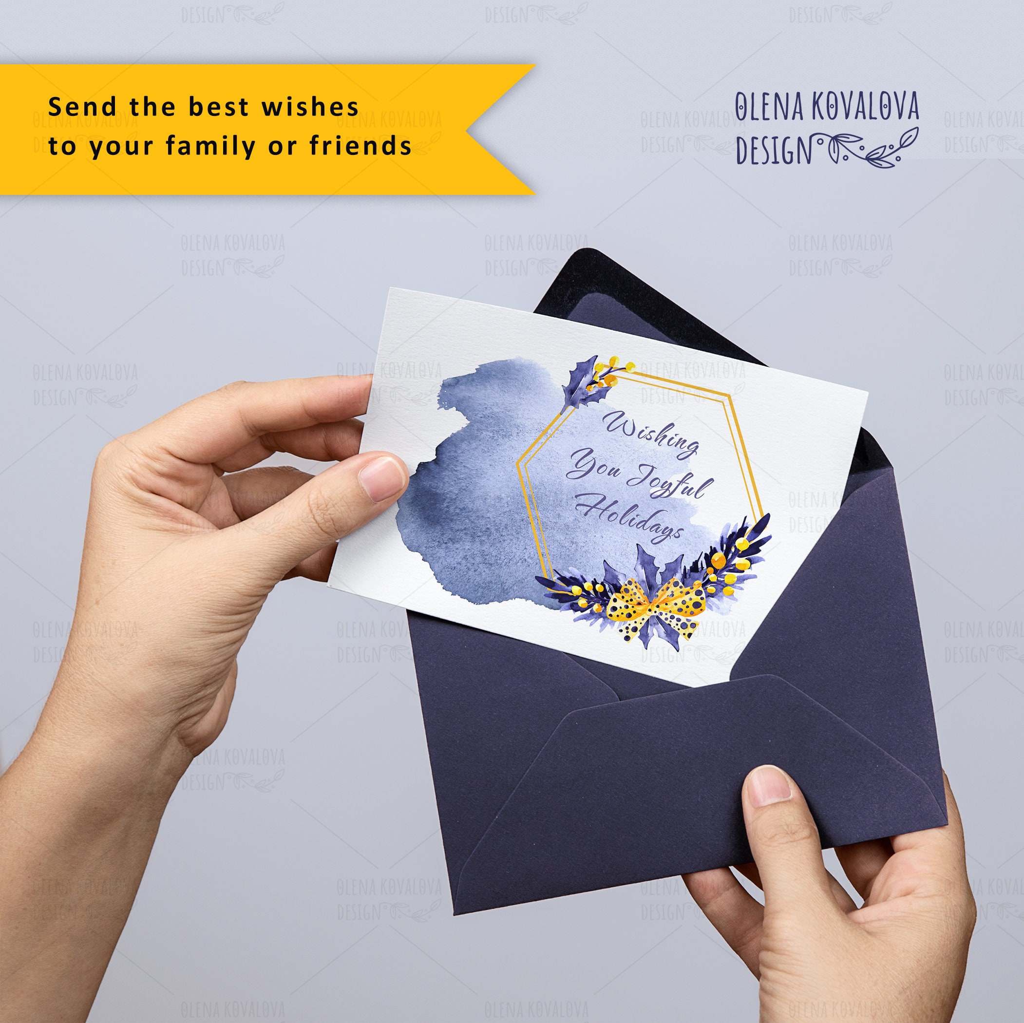 Instant Downloadable Holiday Card Bundle Set of 5x7 Watercolor ...