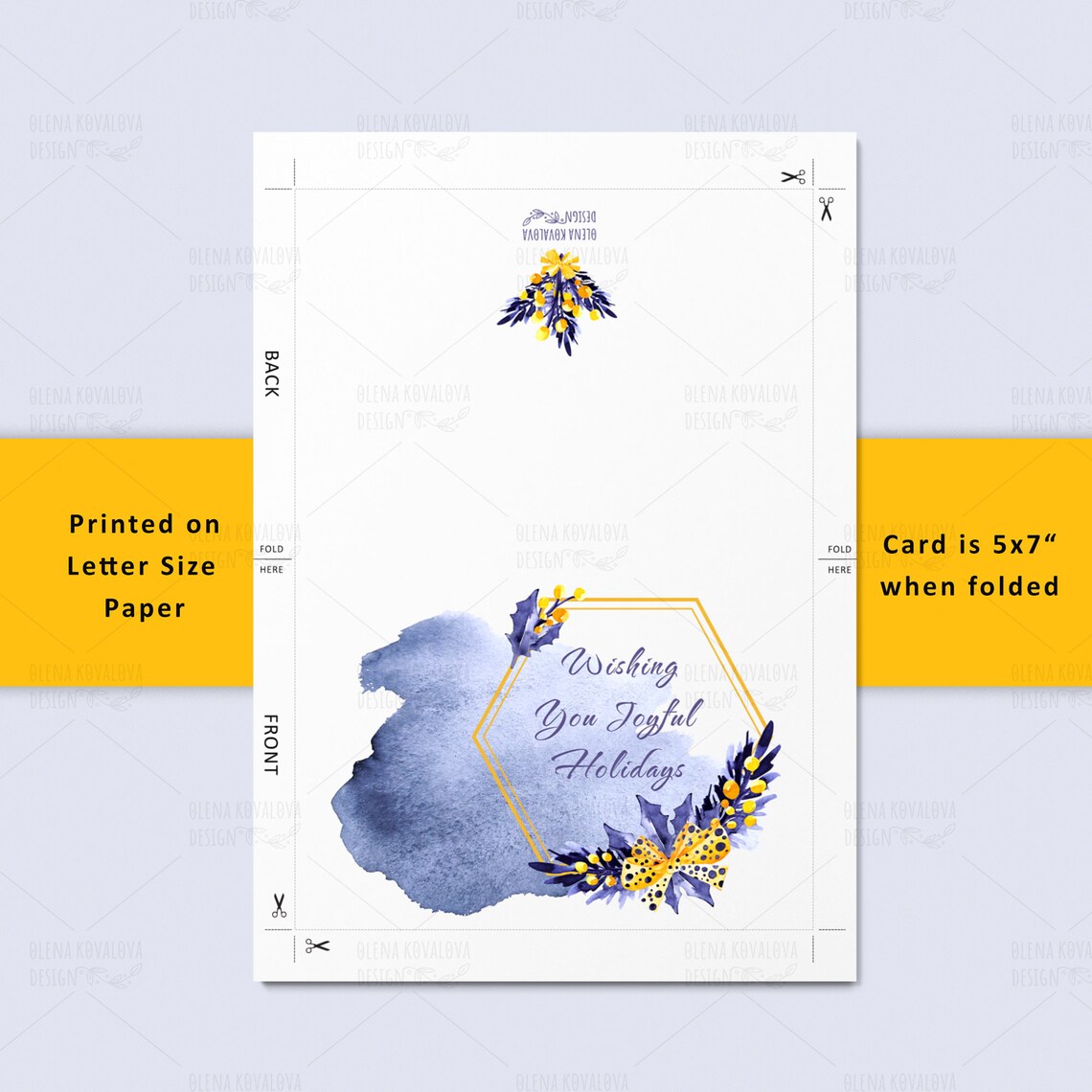 Printable Greeting Card Christmas Digital 5x7 Blank Interior Folded ...