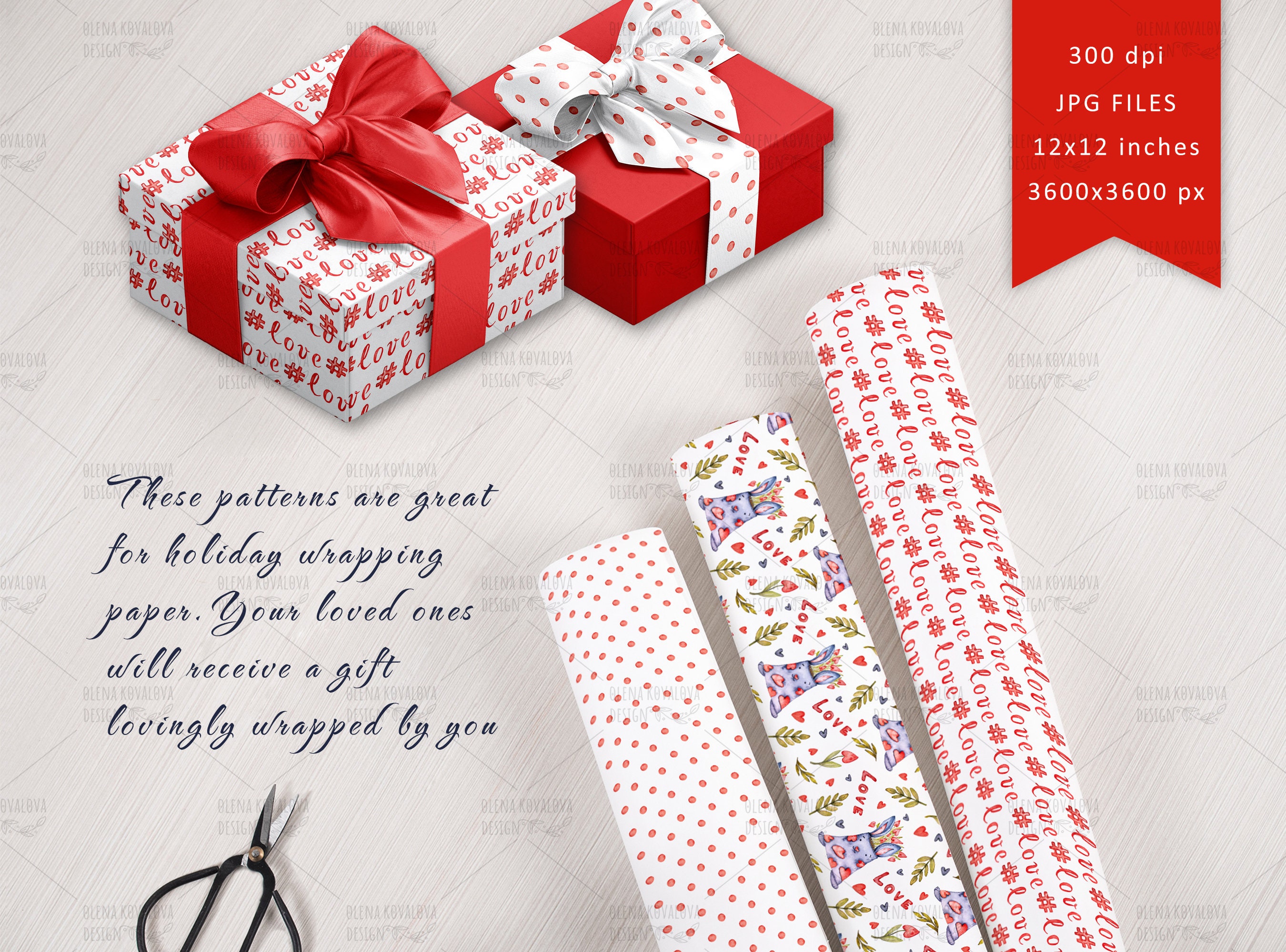 Valentine Bunny Digital Papers, Watercolor Seamless Patterns Full of ...