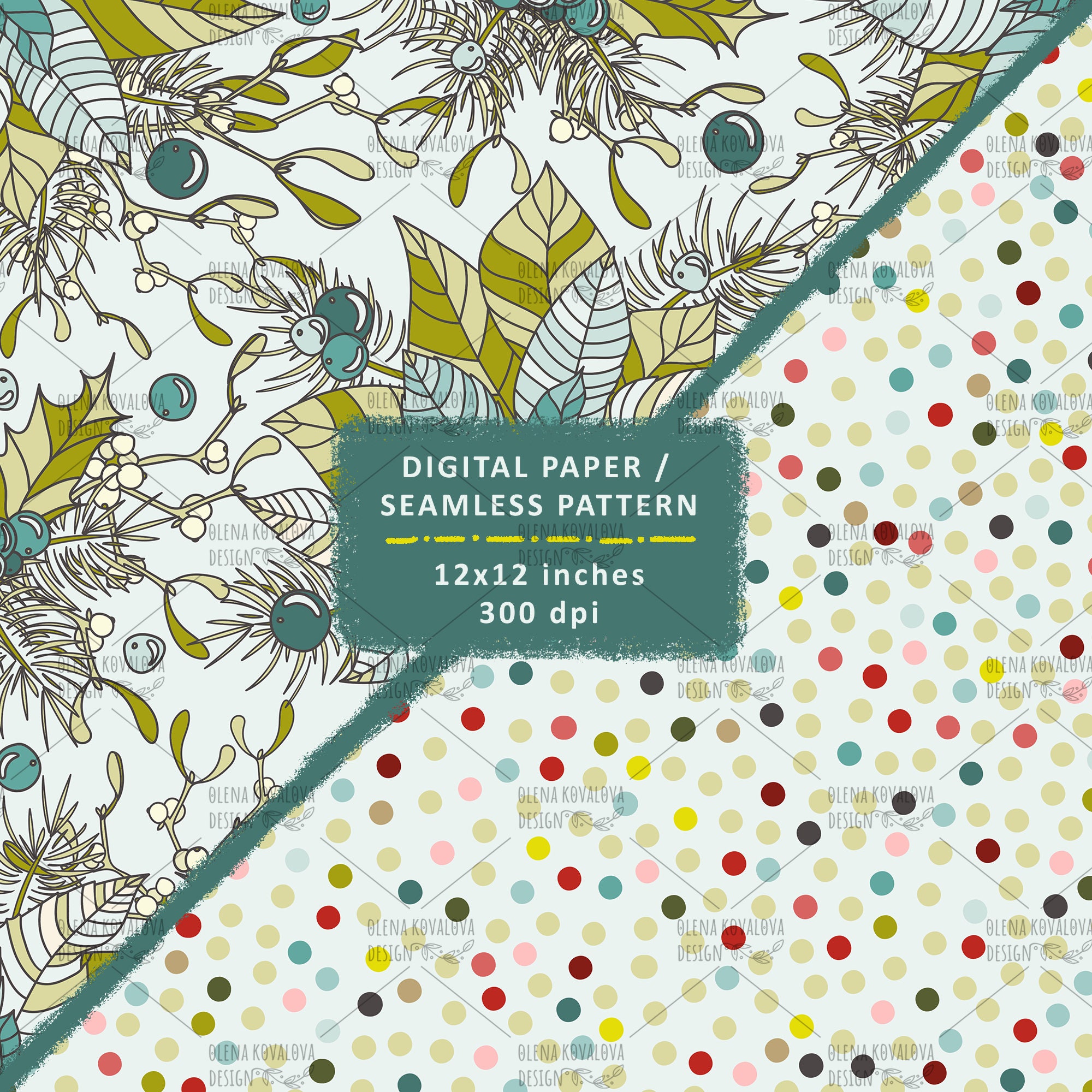 Christmas Flowers Digital Papers, Printable Seamless Holiday Patterns ...