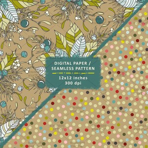 Christmas Flowers Digital Papers, Printable Seamless Holiday Patterns ...