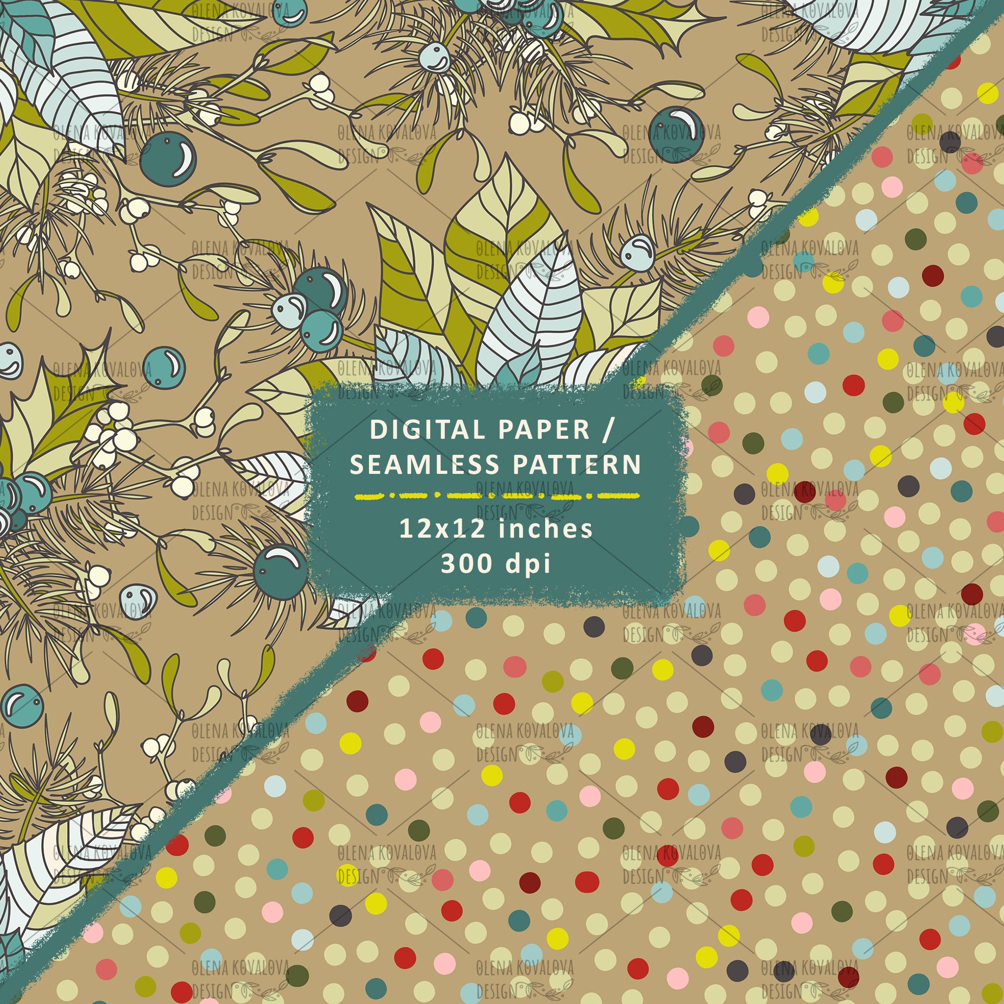 Christmas Flowers Digital Papers, Printable Seamless Holiday Patterns ...