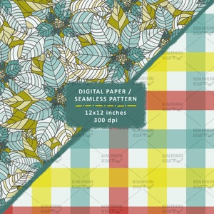 Christmas Flowers Digital Papers, Printable Seamless Holiday Patterns ...