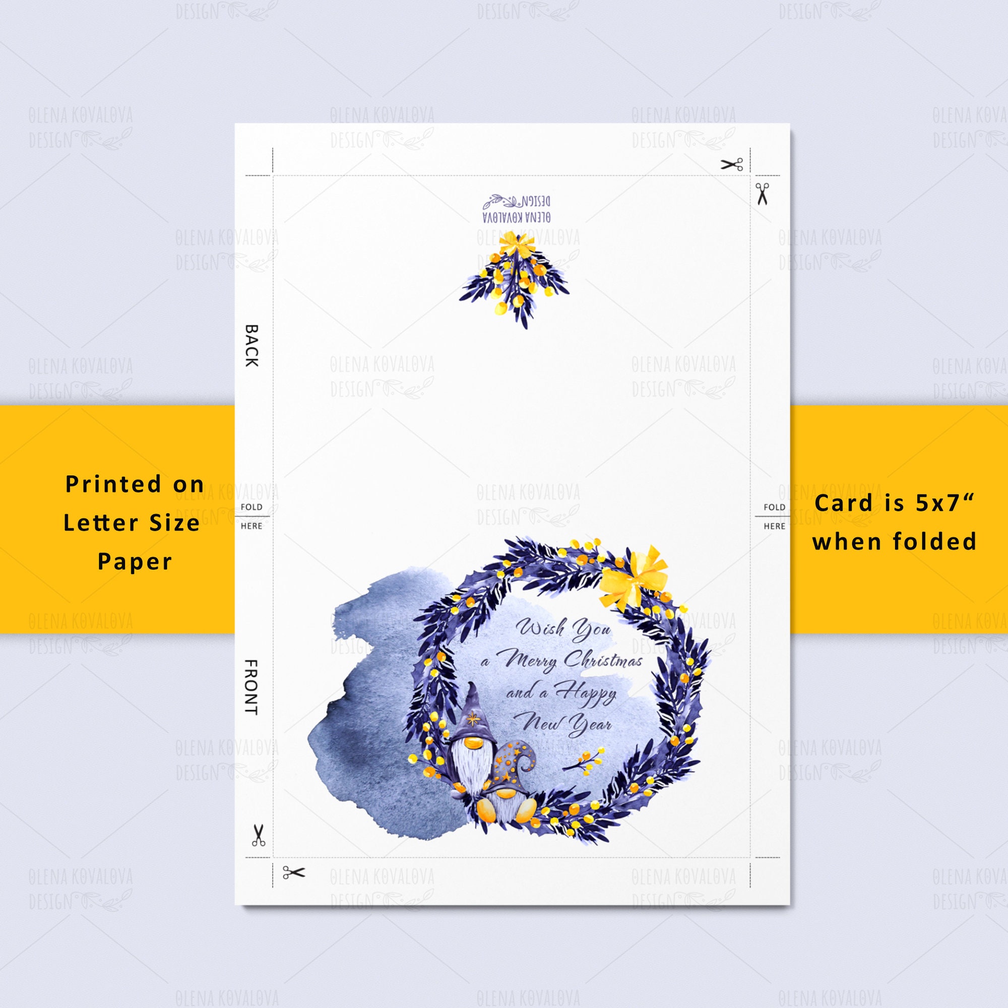 Printable Christmas Greeting Digital Card 5x7 Blank Interior - Etsy