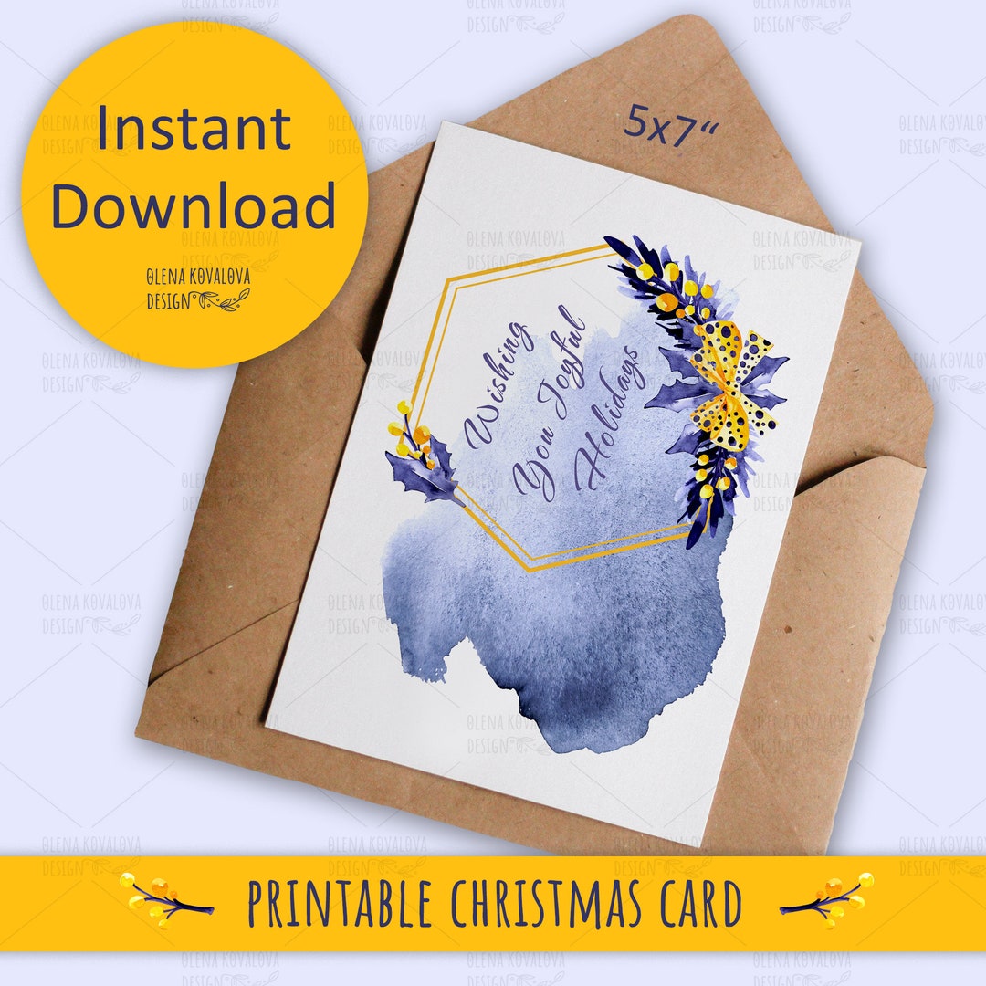 Printable Greeting Card Christmas Digital 5x7 Blank Interior Folded ...