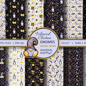 Cheerful Christmas Gnomes Watercolor Digital Papers - Seamless Holiday ...