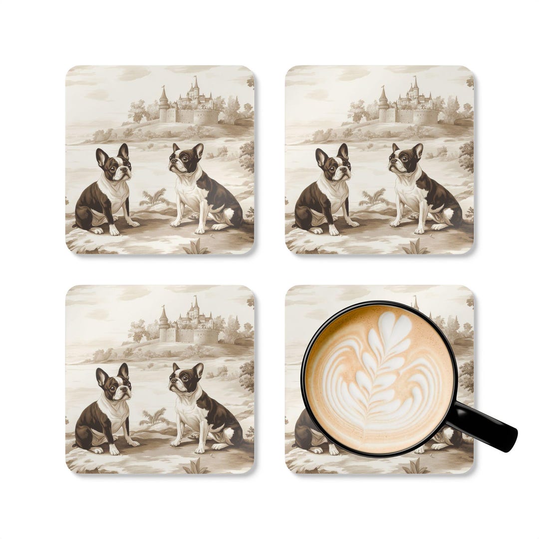 Boston Terrier Cork Coaster Set: Glossy Dog Lover Gift - Etsy