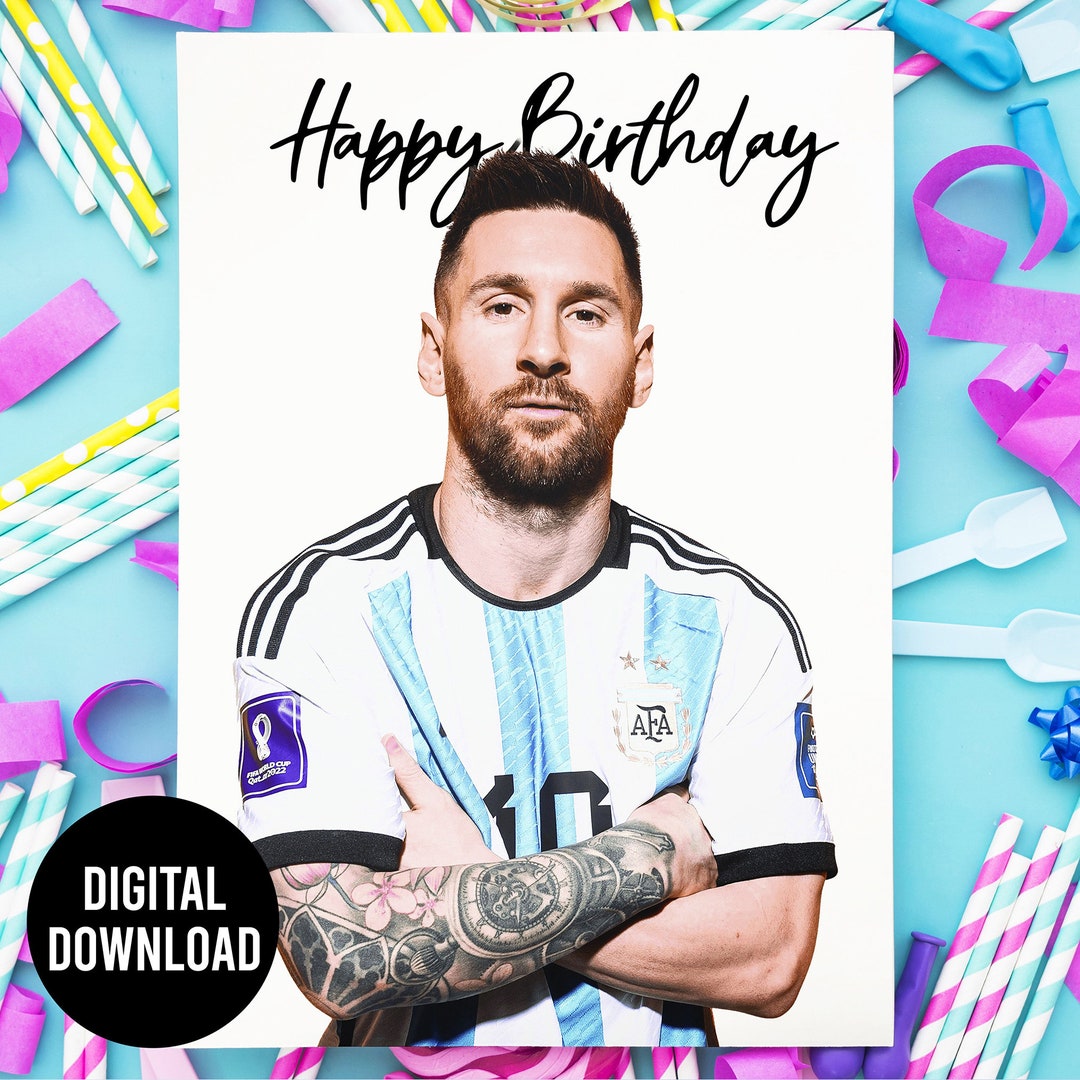 Messi Birthday Card Digital Download Lionel Messi Card Birthday Gift ...