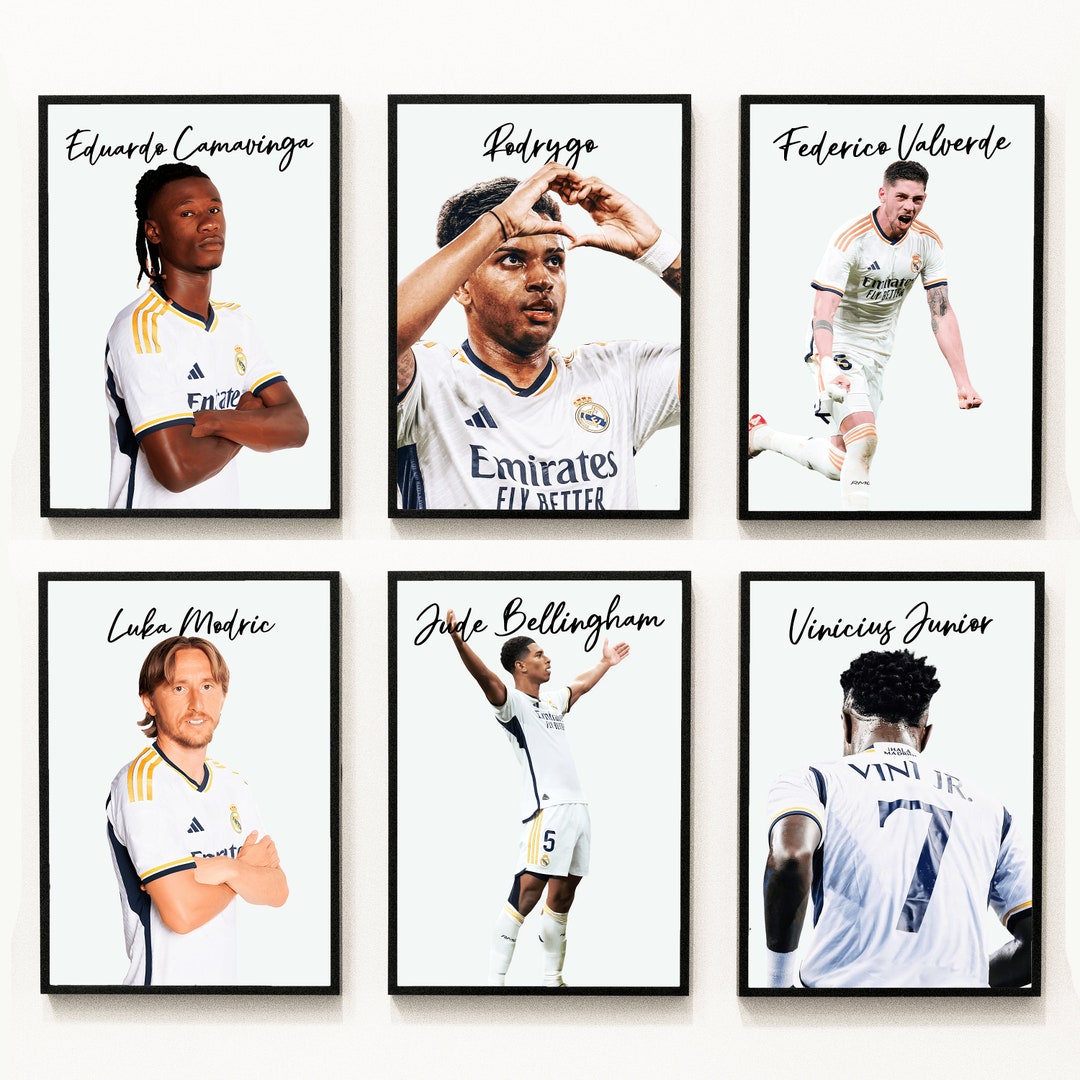 Set of 6 Prints Bellingham Vinicius Rodrygo Modric Camavinga Valverde ...