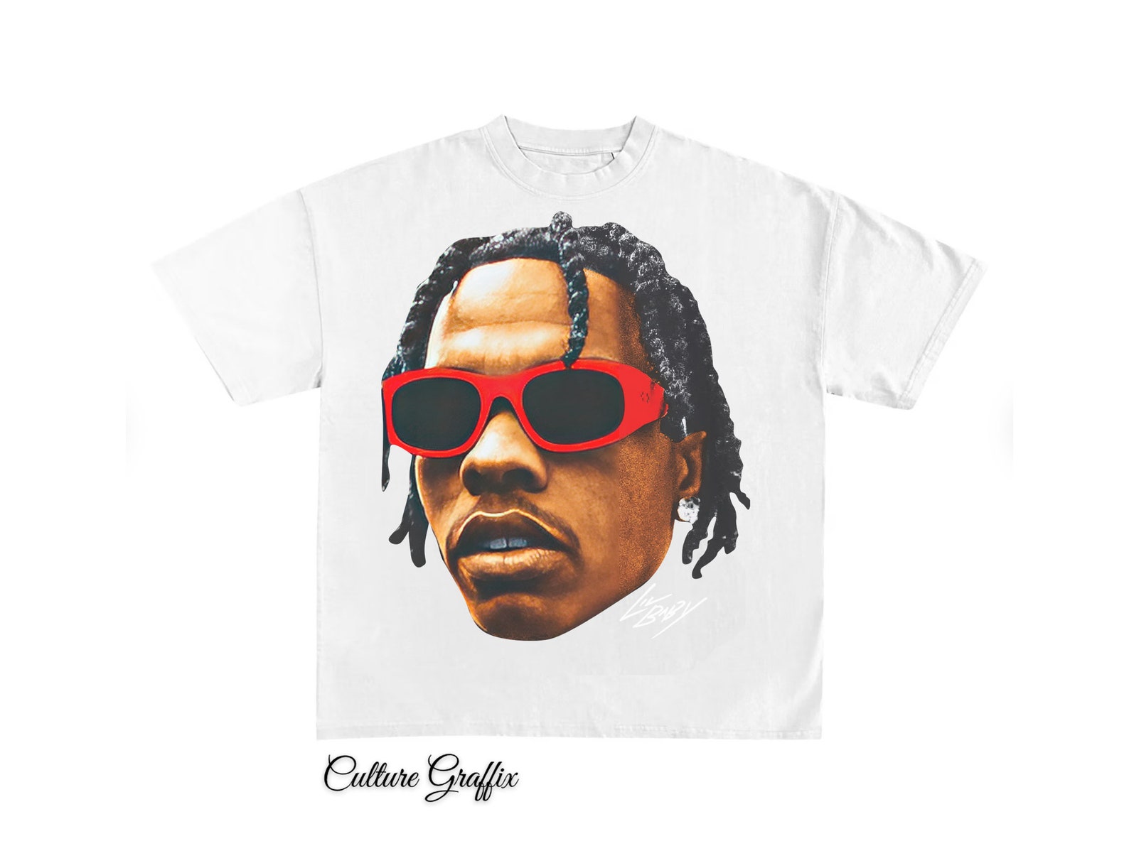 White Vintage Rap Tee Lil Baby, Hip Hop Graphic Print T-shirt, Merch T ...