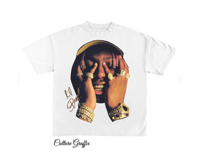 White Vintage Rap Tee Lil Baby, Hip Hop Graphic Print T-shirt, Merch T ...