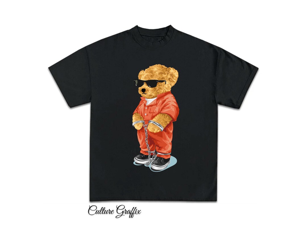 Teddy Bear Jail Funny Unisex Tee, Novelty Graphic Handcuffs Design ...