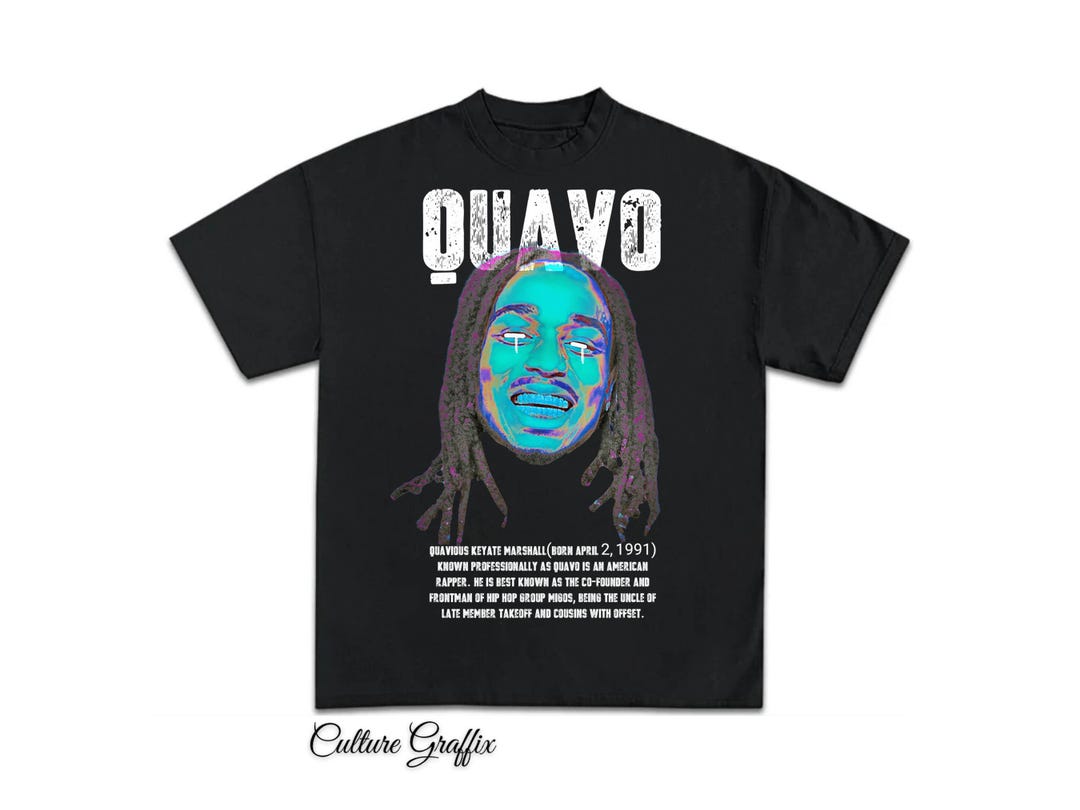 Quavo Shirt, Vintage Black Rap Tee, Hip Hop Graphic Print T-shirt ...